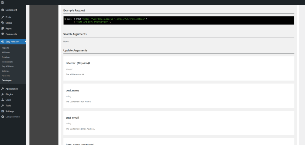 Easy Affiliate Developer Tools Add-on Overview | Easy Affiliate